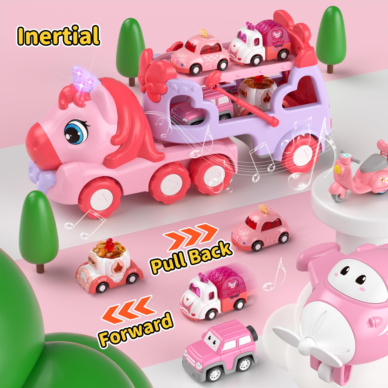7 in 1 Carrier Truck Cars for Toddlers Girl Toys, Unicorn Gifts for ...