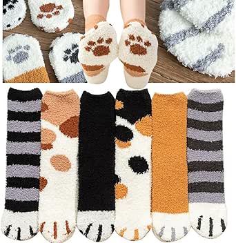 KRRFDP Funny Cat Claw Socks, Cat Paw Socks, Winter Warm Fluffy Fuzzy ...