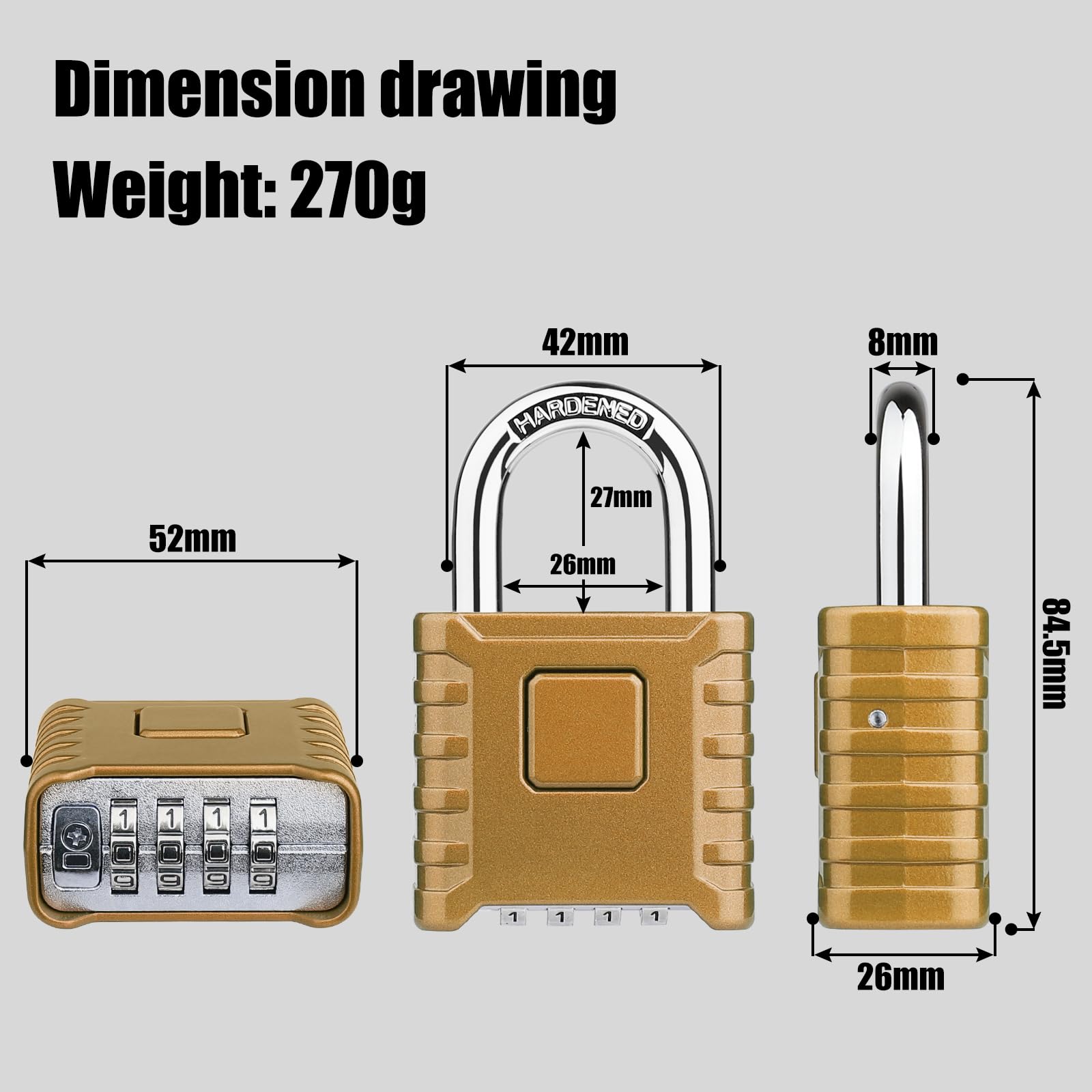 Snapklik.com : Heavy Duty Combination Padlock, Large Outdoor Padlock ...