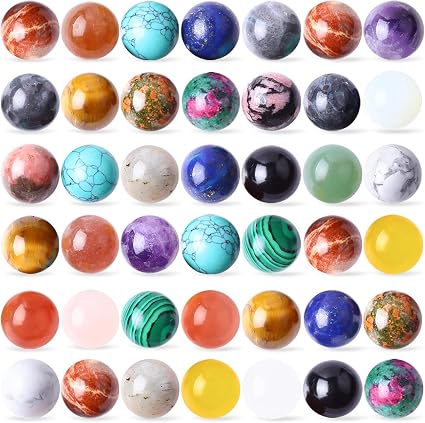 Amazon.com: UFEEL 40Pcs Gemstone Sphere Balls 16mm Polished Crystal ...