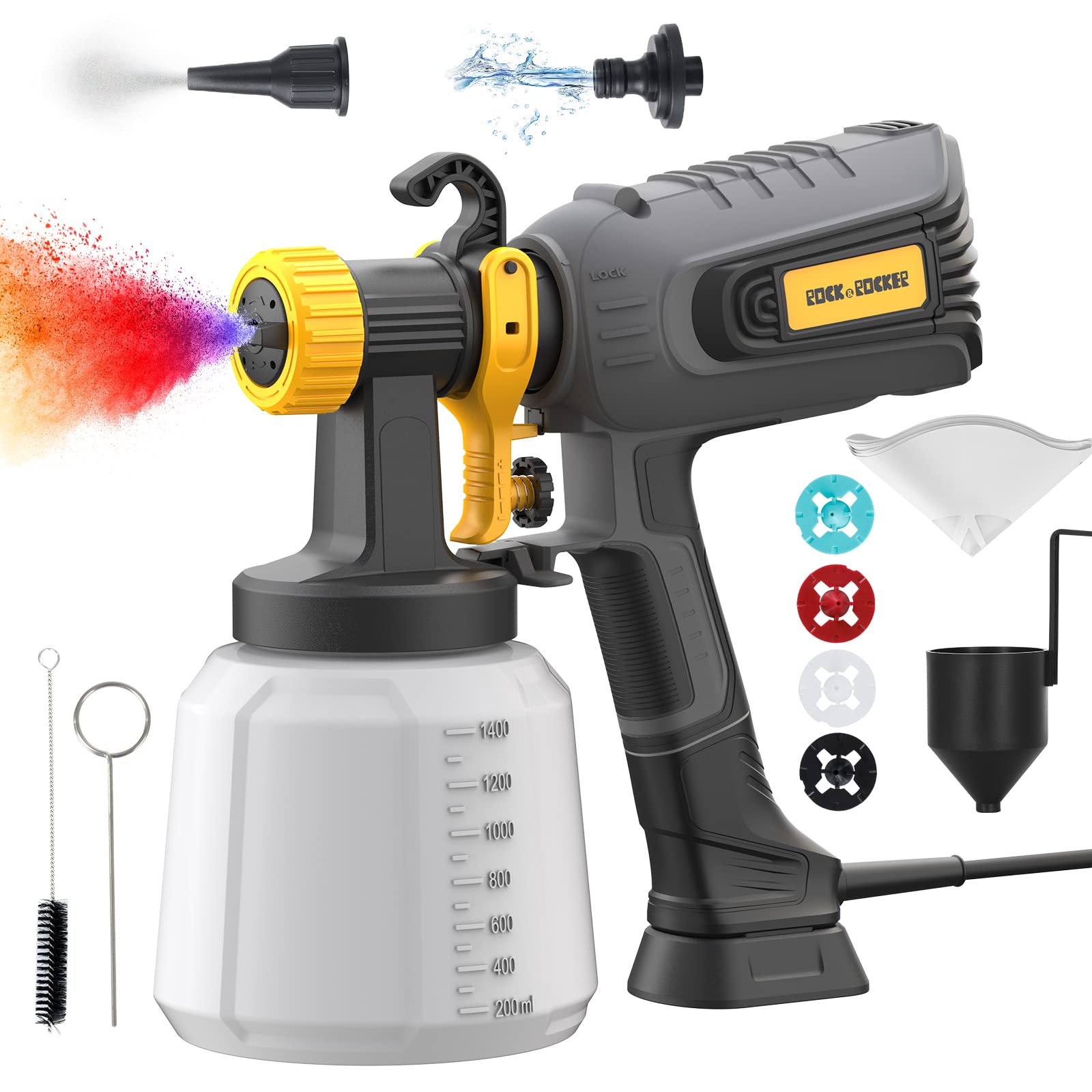 Buy Rock&Rocker Paint Sprayer, Electric HVLP Spray Paint , 1400ML ...