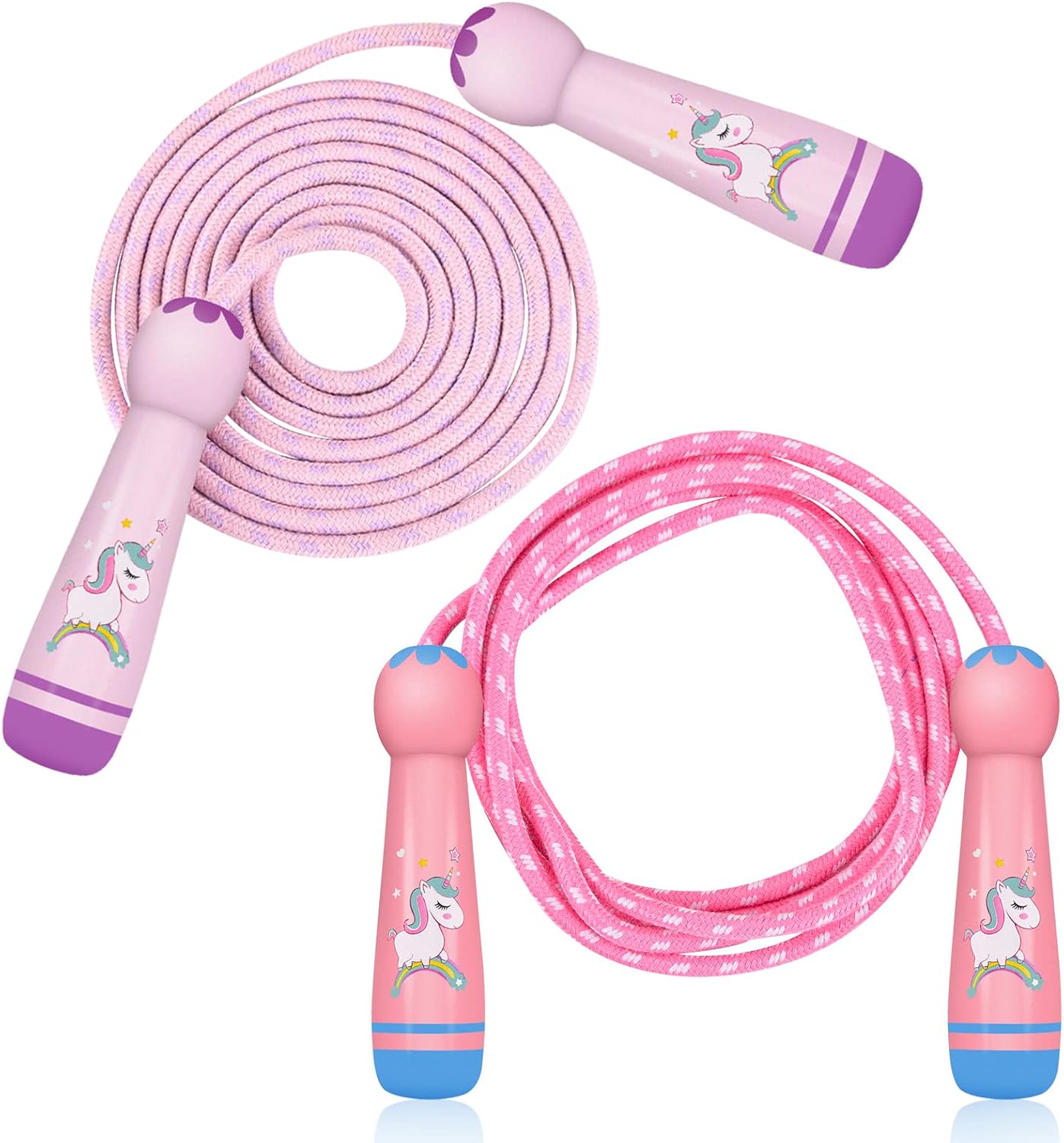 Firtink 2Pcs Skipping Rope for Kids, Adjustable Cotton Jumping Rope for ...