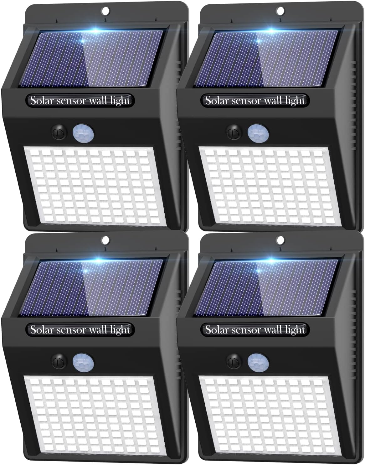 4 Pack Solar Motion Lights Outdoor, 3 Modes/100LED Solar Security Wall ...