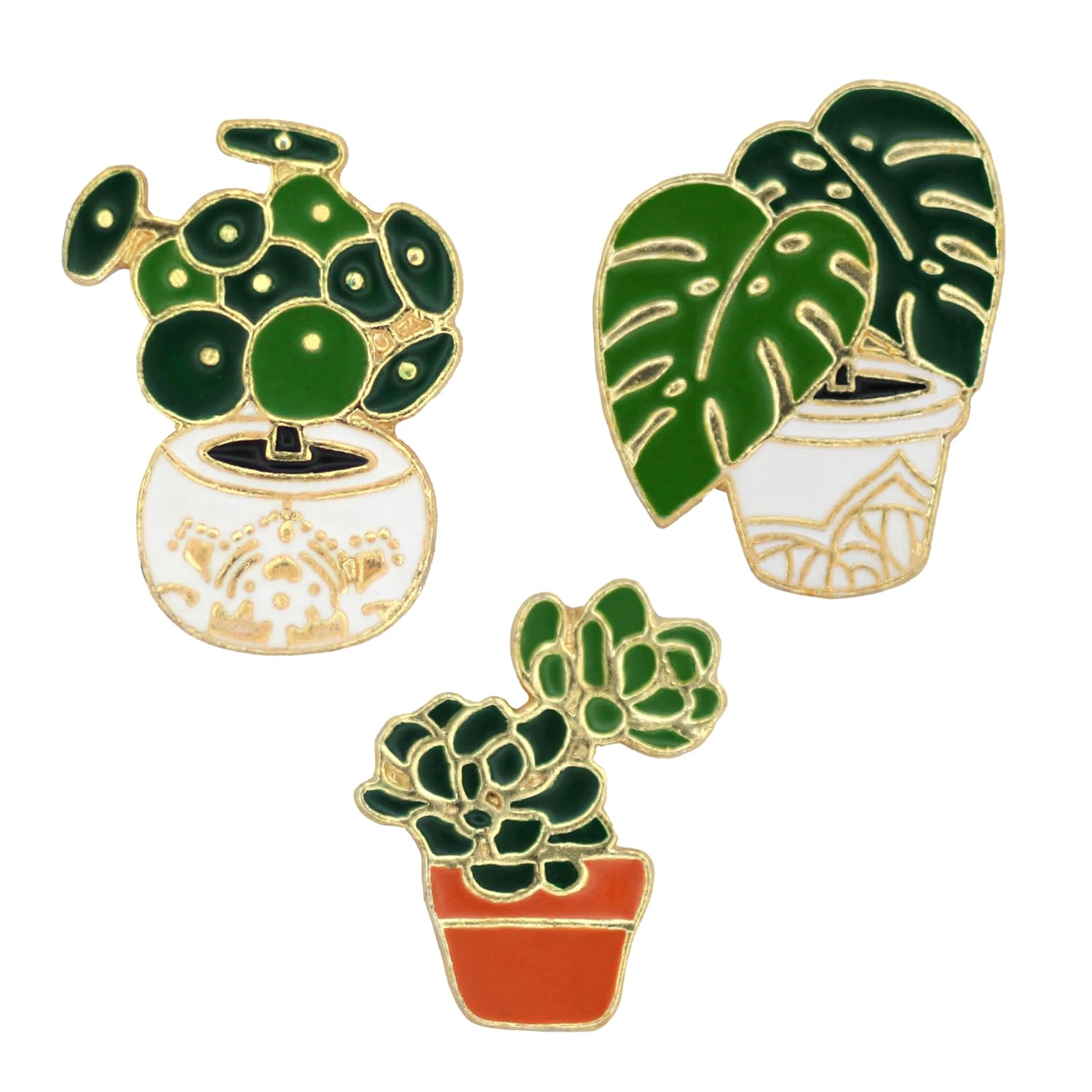Buy FURE Botanical Plant Enamel Pins - Set of 3 Multi-colour Metal ...