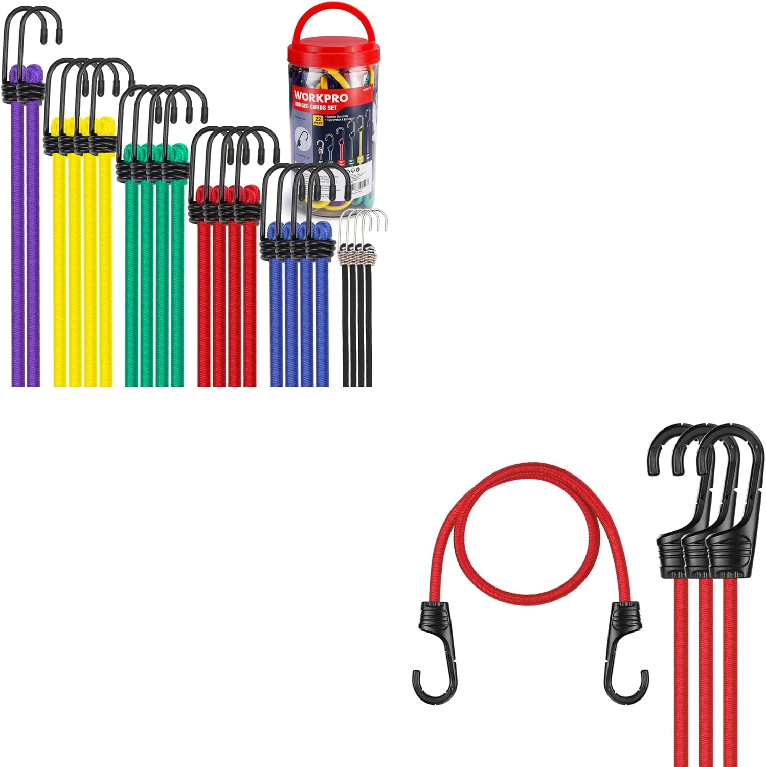 WORKPRO Bungee Cords Heavy Duty Outdoor & WORKPRO 24 Inch Bungee Cords ...