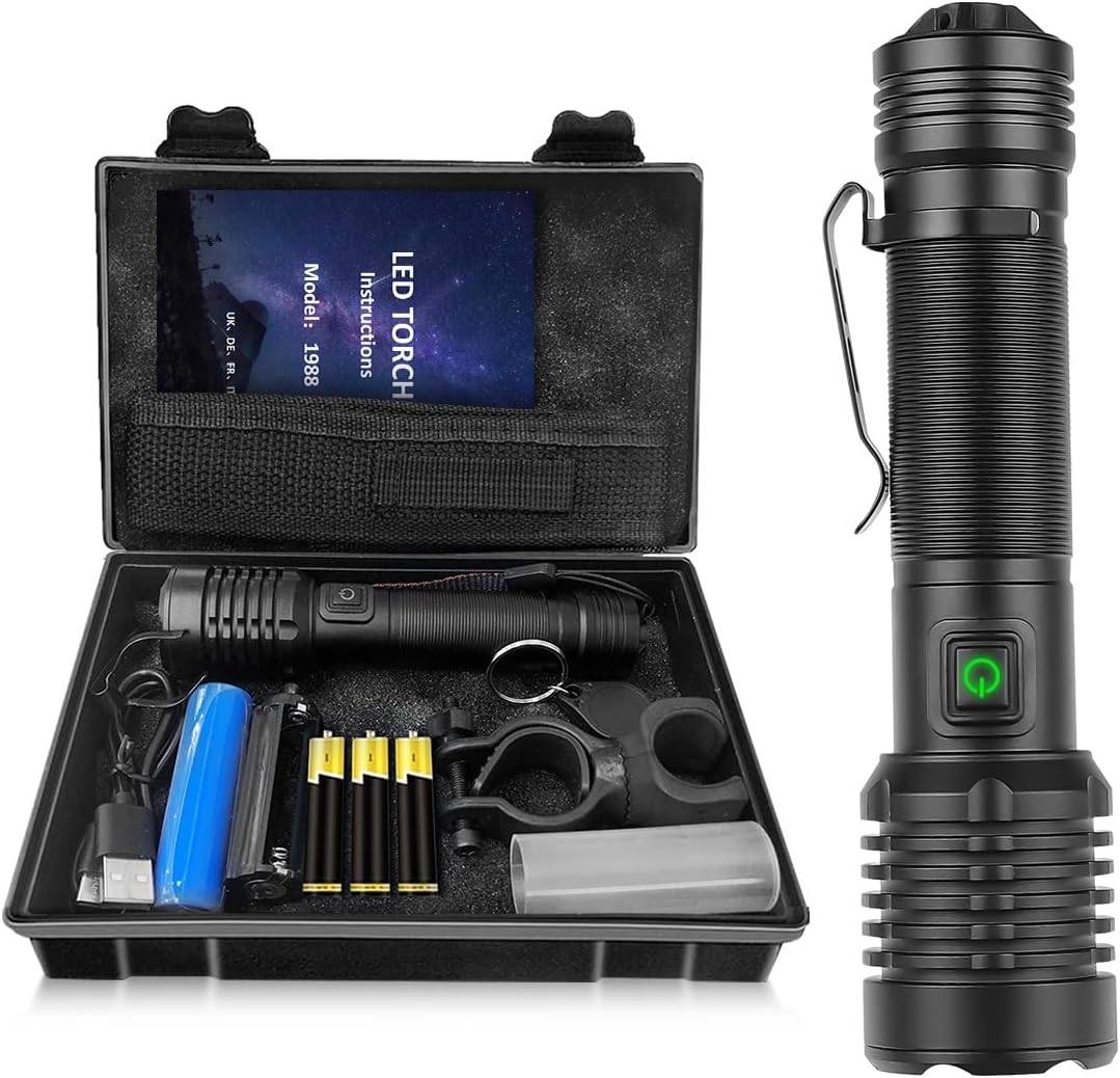 Maxesla Lampe Torche LED Ultra Puissante 8000 Lumens, Lampe de Poche ...