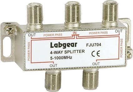 Labgear 4 Way UHF TV Aerial Splitter – Signal Distributor, Power Pass ...