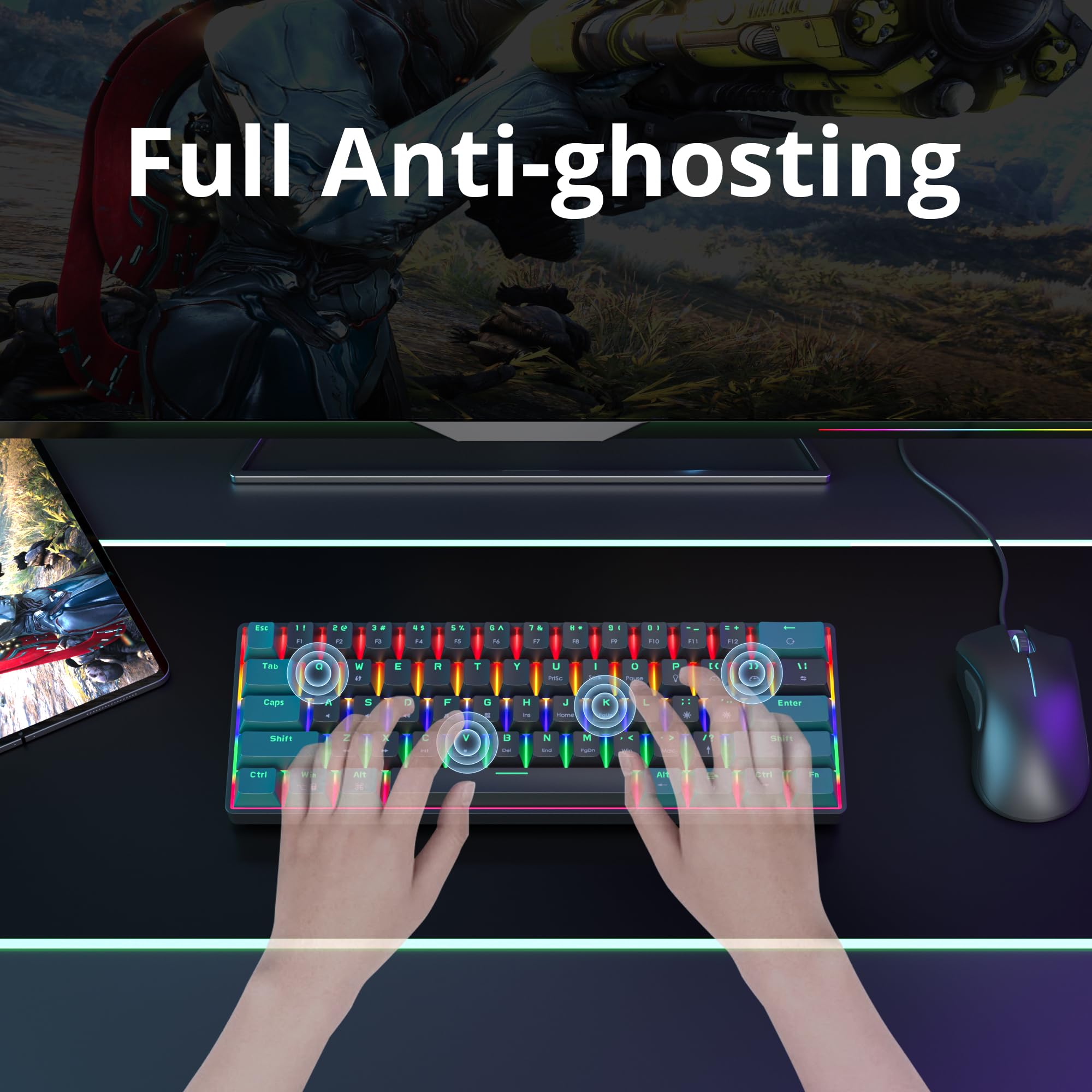 Snapklik.com : Surmen 60% Mini Gaming Keyboard 60 Percent, Wired Ultra ...