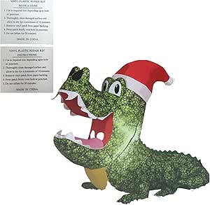 Amazon.com: Alligator Wearing Santa Hat Christmas Outdoor Inflatable ...