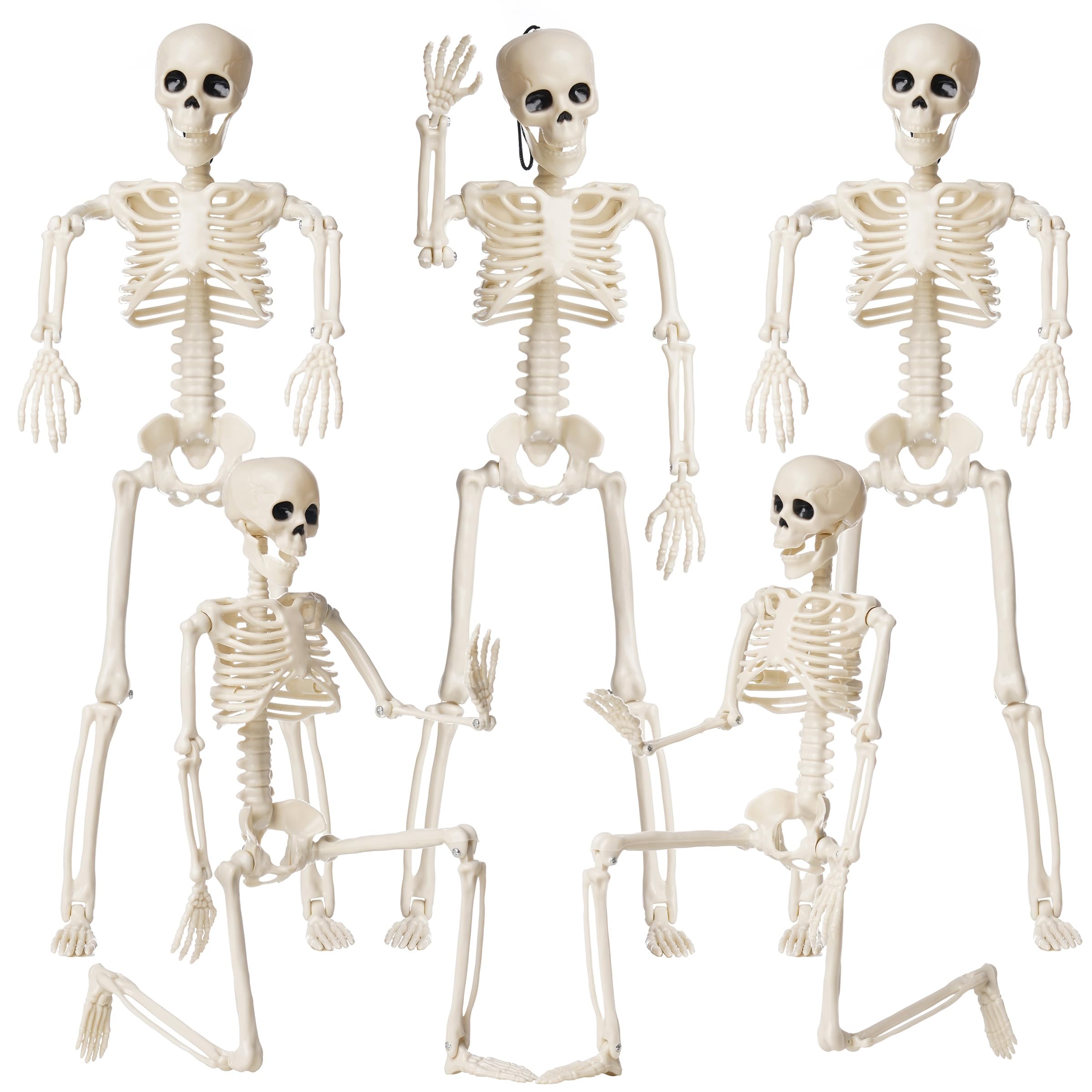Amazon.com : 5 Pack Skeletons Halloween Decorations, 16" Plastic Full ...