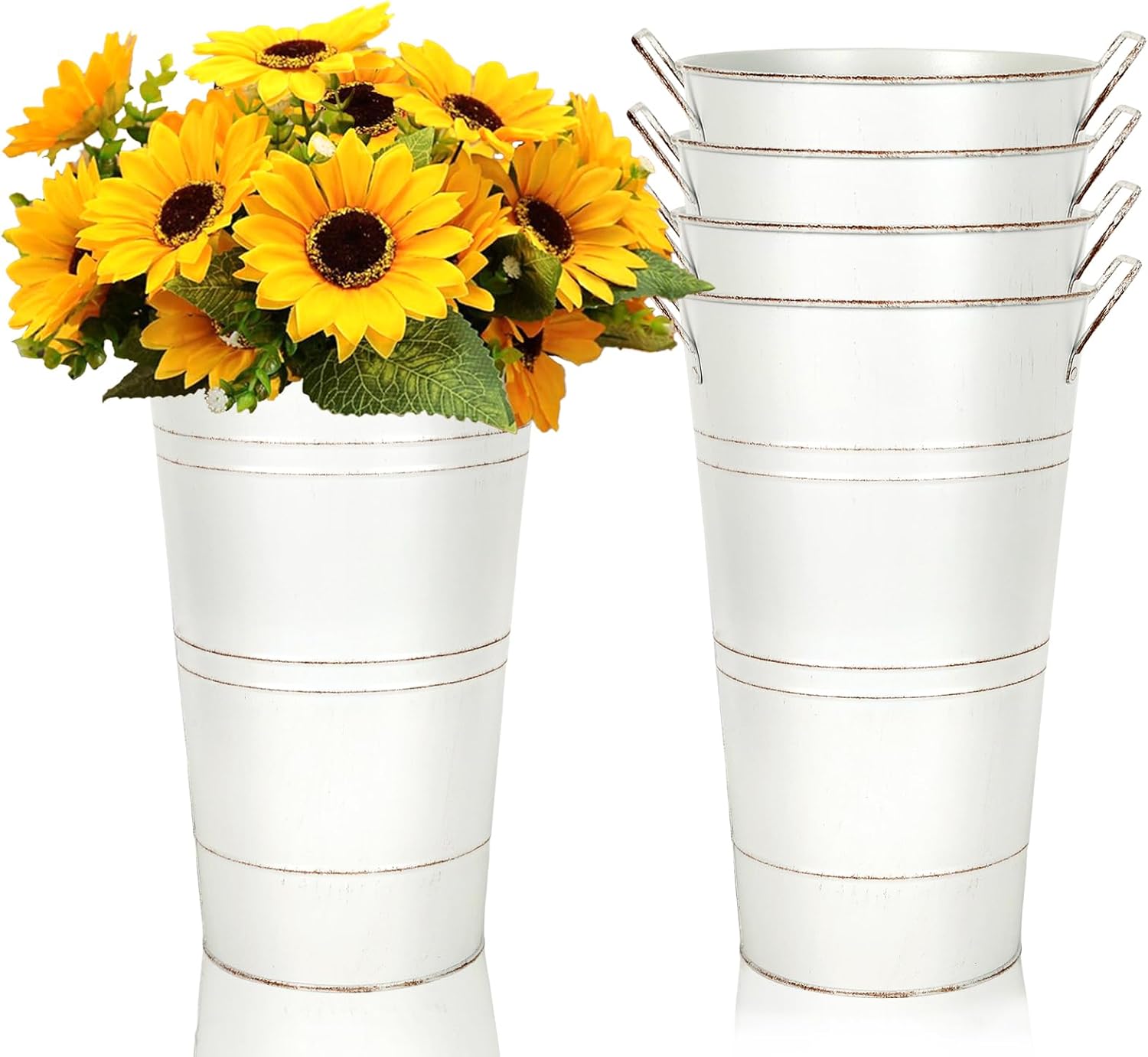 Amazon.com : 12 Inch Galvanized Metal Vases 4Pcs Farmhouse Flowers ...