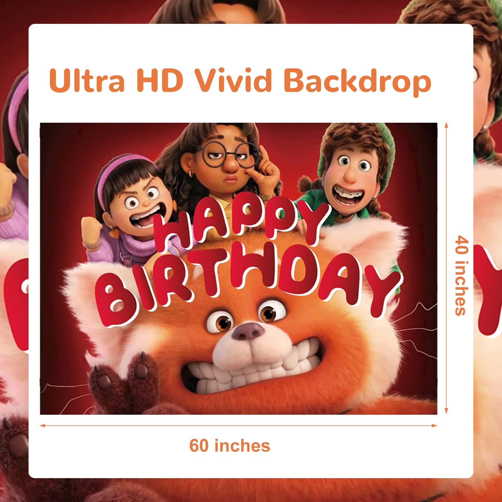 Personalized Turning Red Panda Theme Birthday Vinyl Backdrop For Photo ...