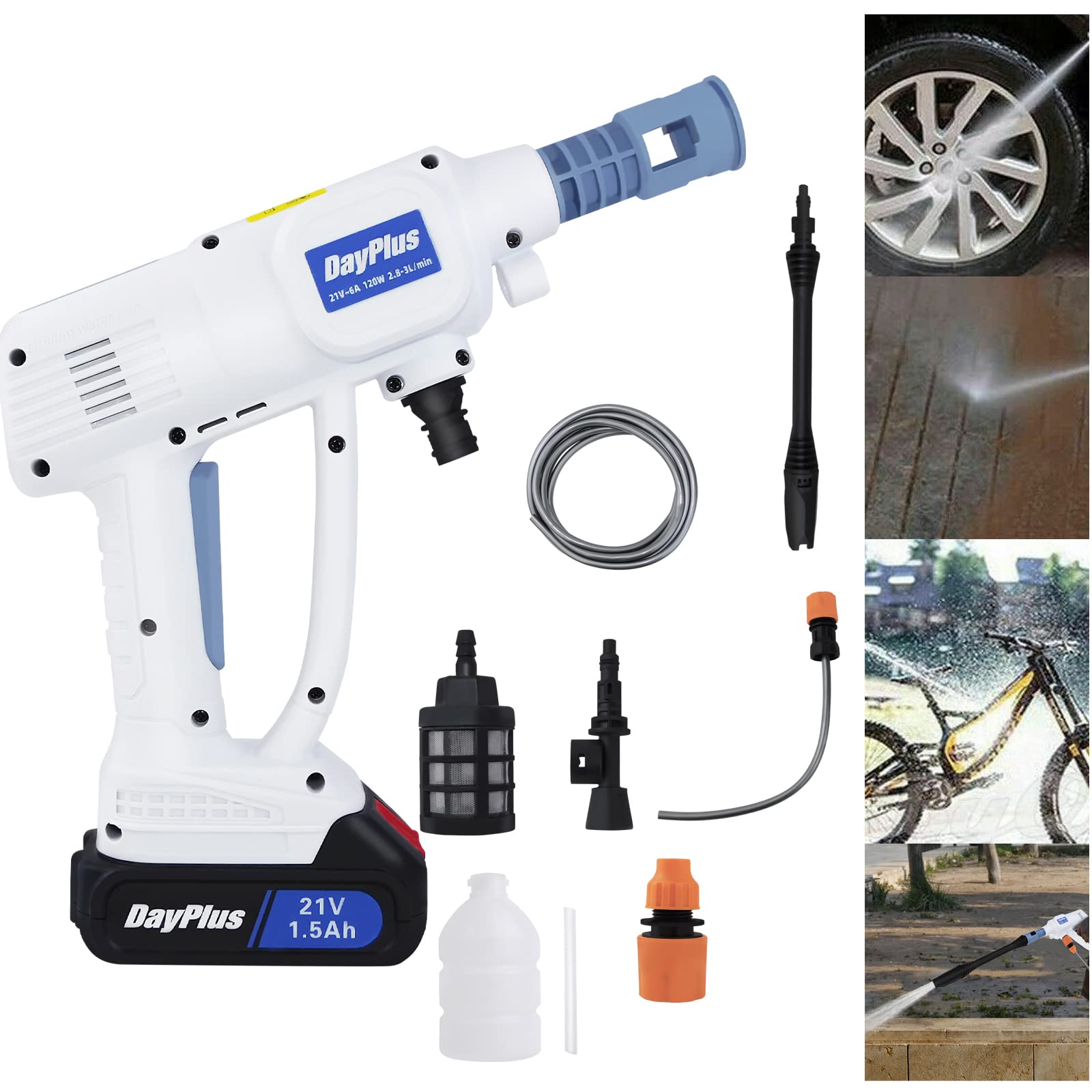 Cordless Pressure Washer 21V Portable Power Washer White High Power ...