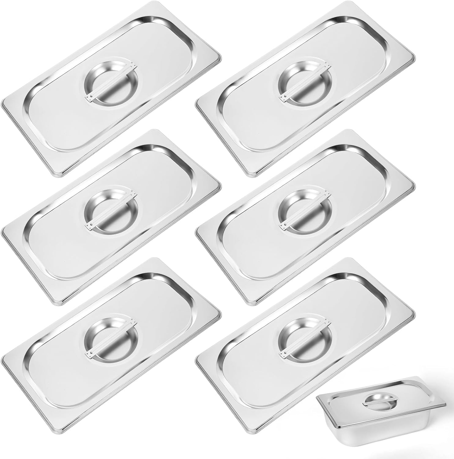 Amazon.com: 6 Pack 1/3 Size Hotel Pan Cover, Steam Table Lids With ...