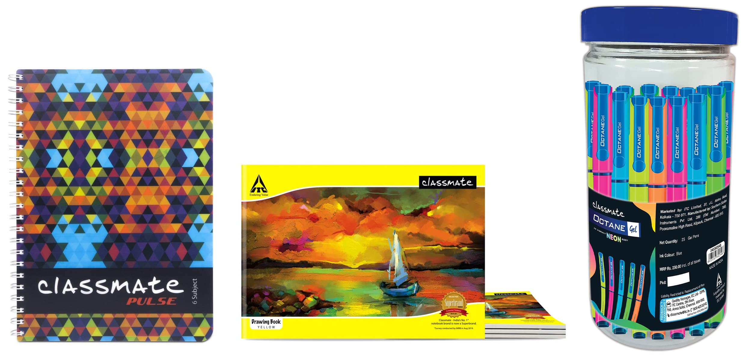 Classmate Soft Cover 6 Subject Spiral Binding Notebook, Unruled, 300 ...