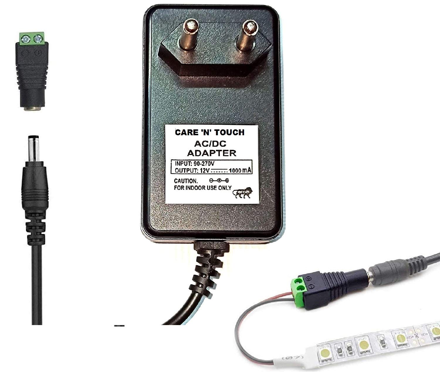 Buy CARE 'N' TOUCH 12V 1Amp DC Power Adapter, Supply SMPS, LED Strip ...