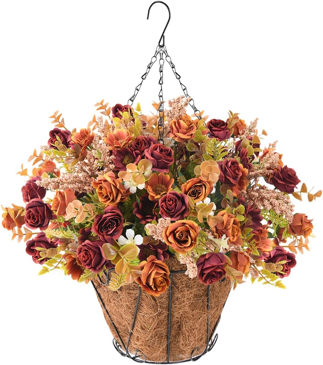 Amazon.com: Homsunny Artificial Fall Hanging Flowers for Outdoor ...