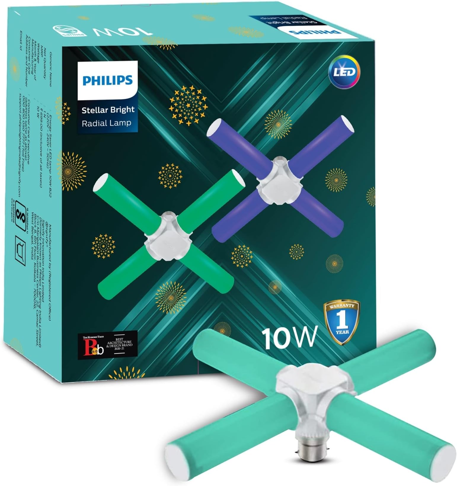 Buy Philips 10-Watts B22 Green Radial LED Bulb(Pack of 1) Online at Low ...