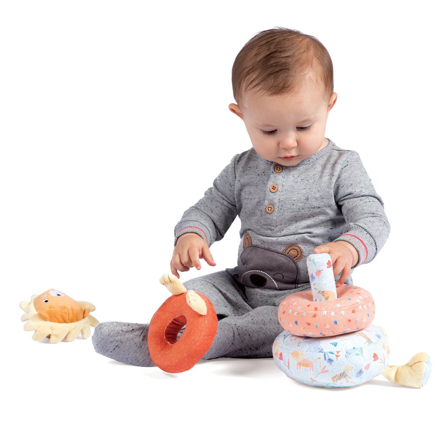 Snapklik.com : Safari Lion Stuffed Animal Baby Stacking Toy