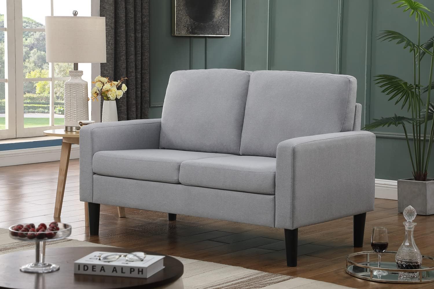 Amazon.com: Beaugreen Modern Fabric Loveseat Mid-Century Love Seats 2 ...