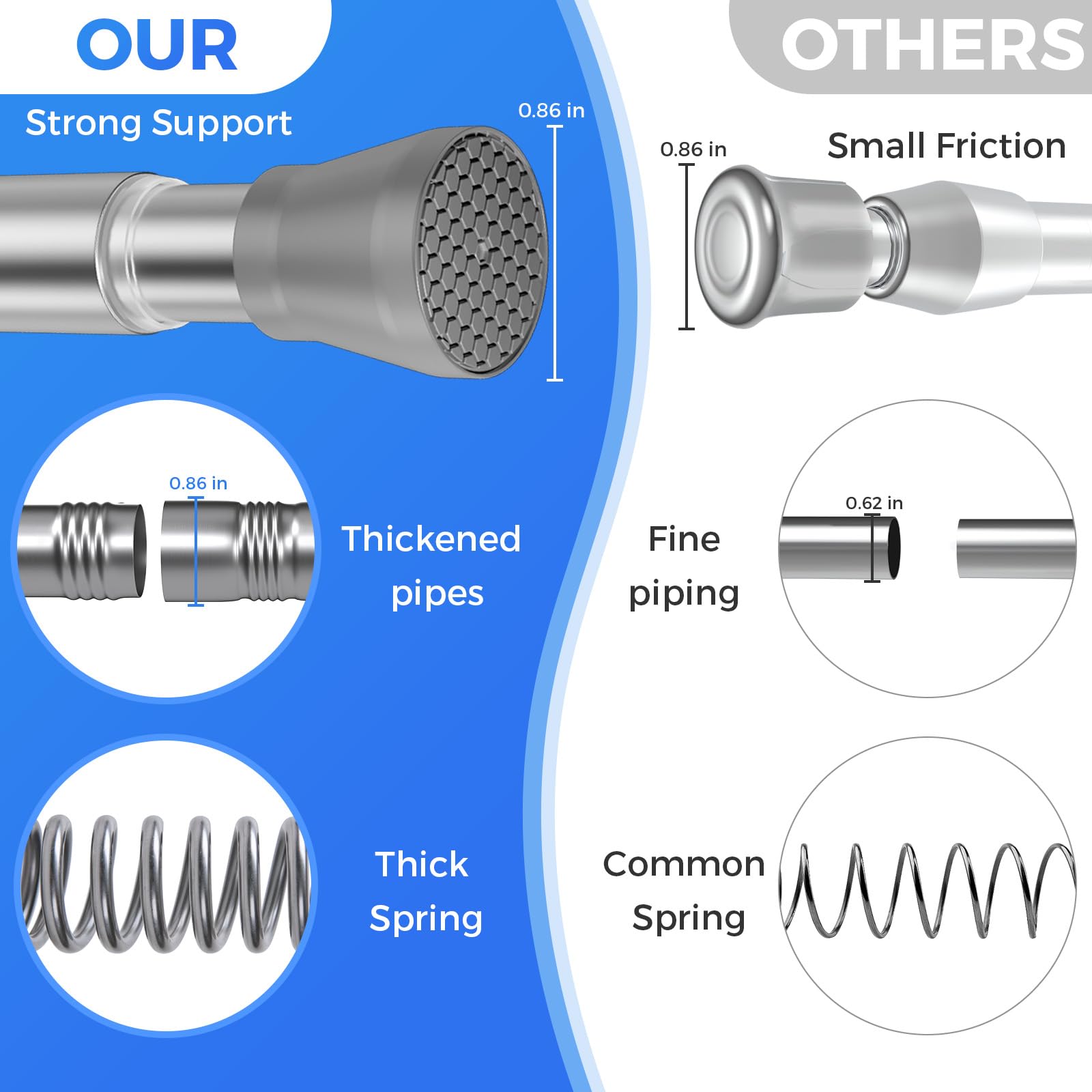 Snapklik.com : QINGYUN Tension Rods For Windows 28 To 48 Inches Silver ...