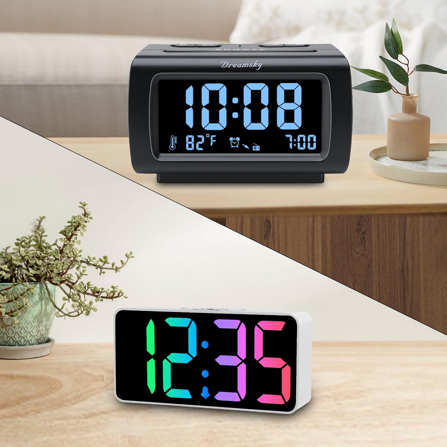 Amazon.com: DreamSky Alarm Clock Radio and RGB Digital Clock : Home ...