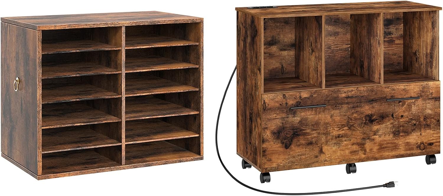 Amazon.com: HOOBRO Wooden Literature Organizer, Filing Cabinet with ...