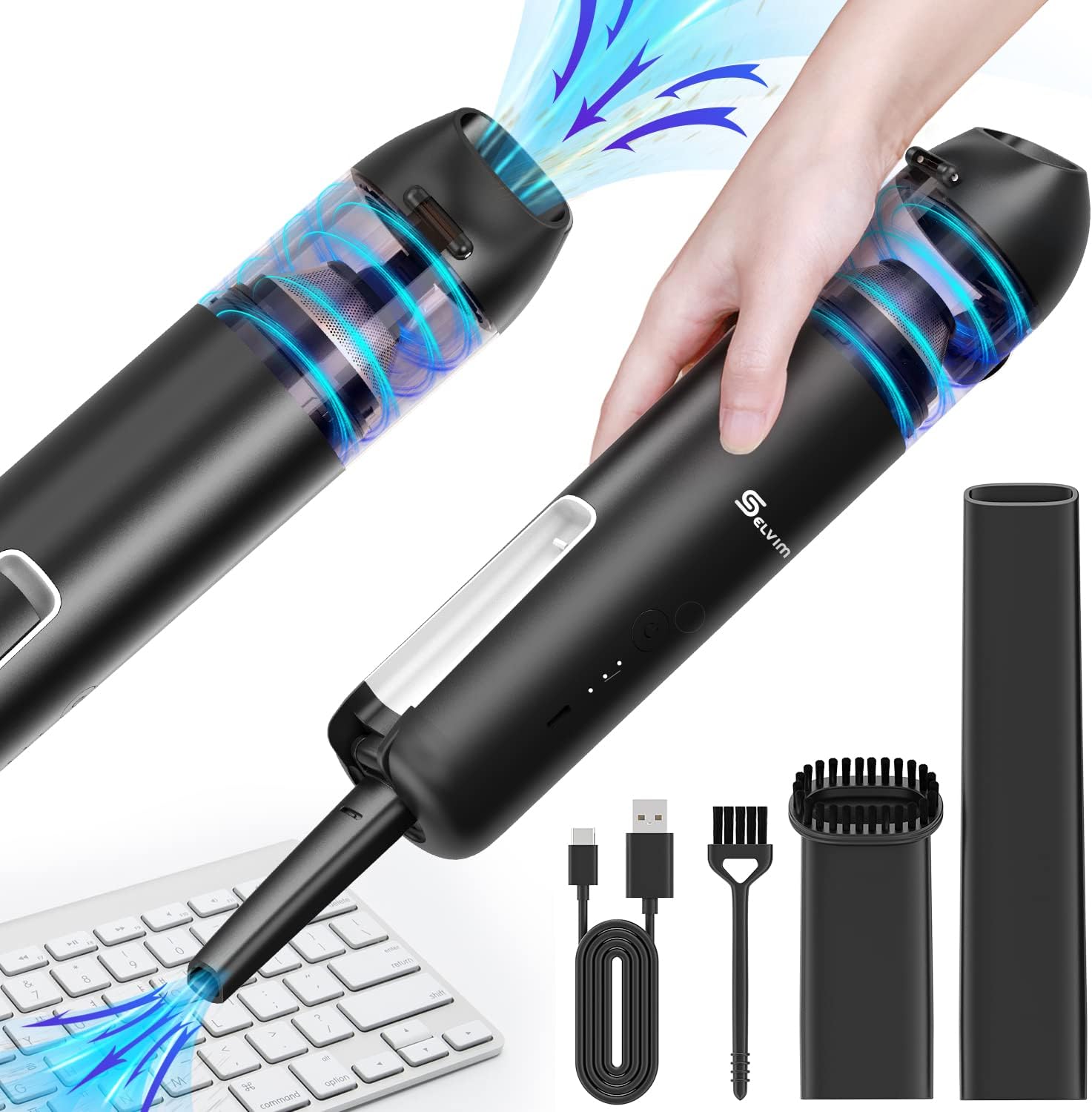 Selvim Compressed Air Duster & Vacuum, 2 in 1 Electric Air Blower ...