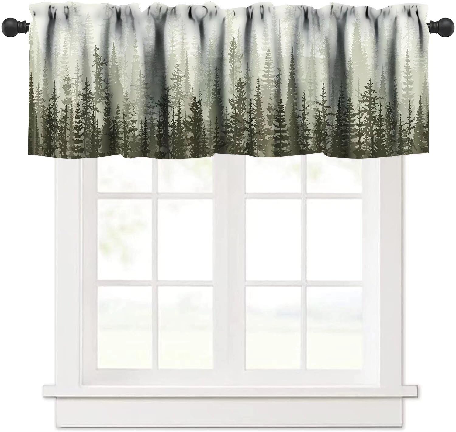 Amazon.com: ZhiRain Forest Tree Valance Curtain Pine Coniferou Trees ...