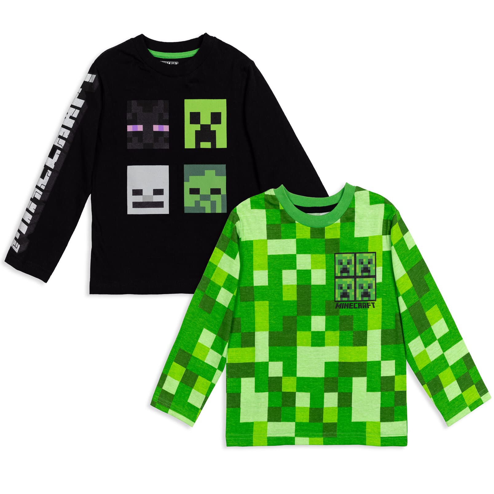 Amazon.com: Minecraft Mobs Boys 2 Pack Long Sleeve Graphic T-Shirt ...