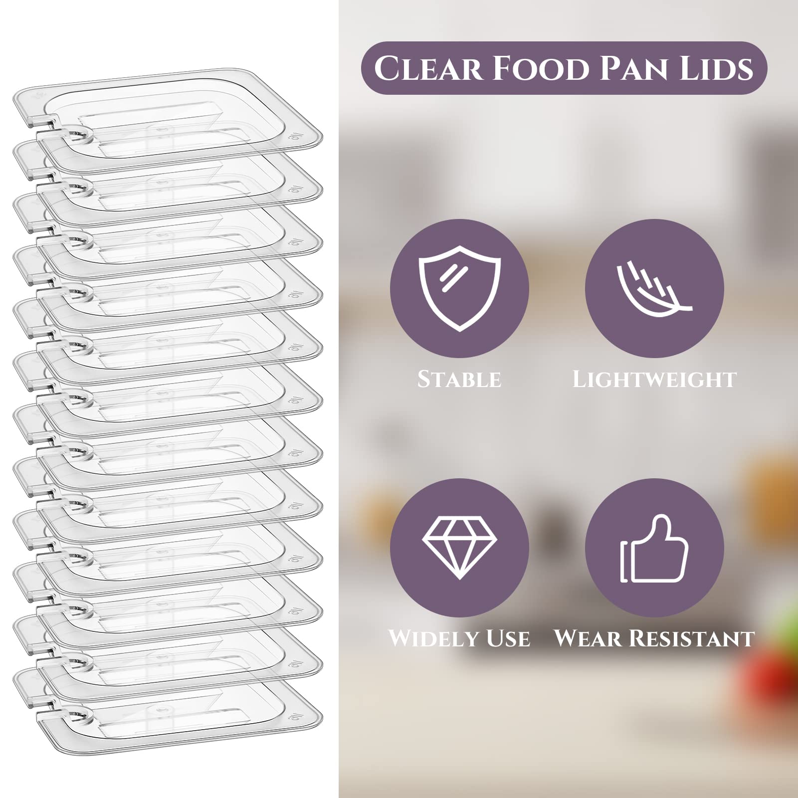 Snapklik.com : 12 Pcs 1/6 Size Food Pan Lid Polycarbonate Universal ...