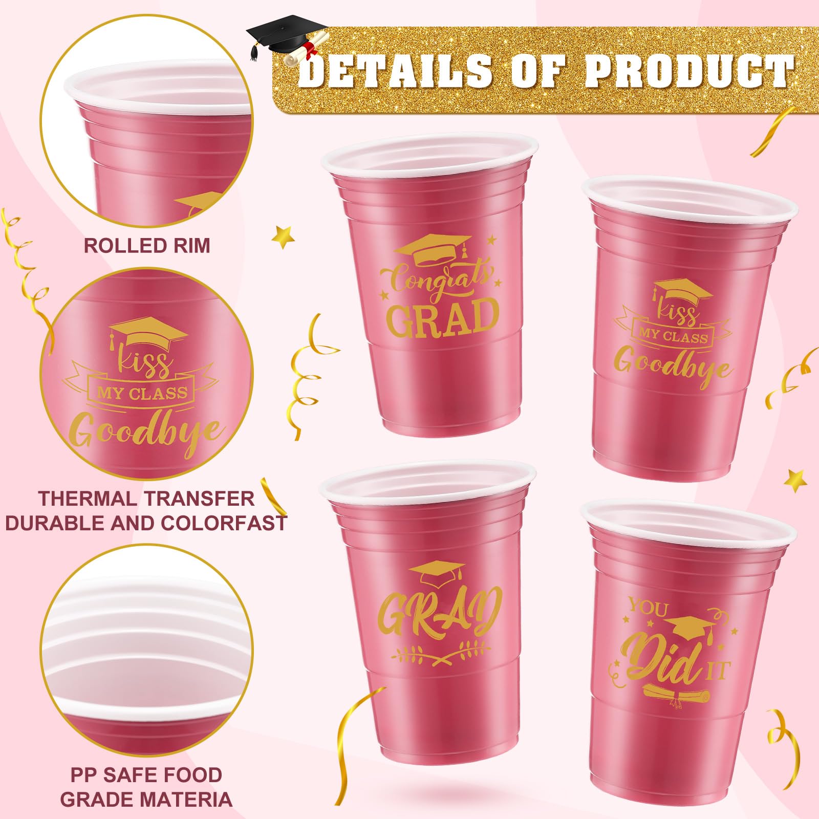 Snapklik.com : Yinder 120 Pcs Disposable Graduation Party Plastic Cups ...