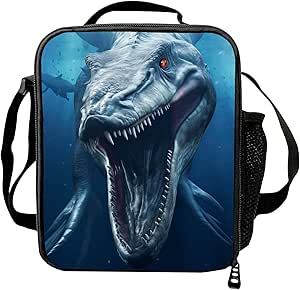 Amazon.com: VEEWOW Dinosaur Lunch Box Kids Mosasaurus Lunch Bag For ...
