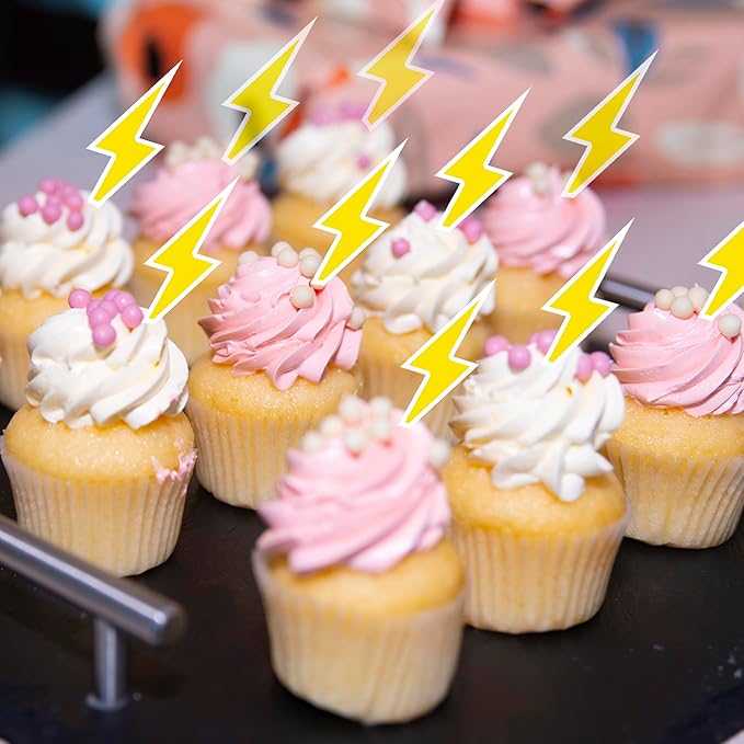 Amazon.com: PIBIPAID 36 Lightning bolt Cupcake Toppers - for Flash ...