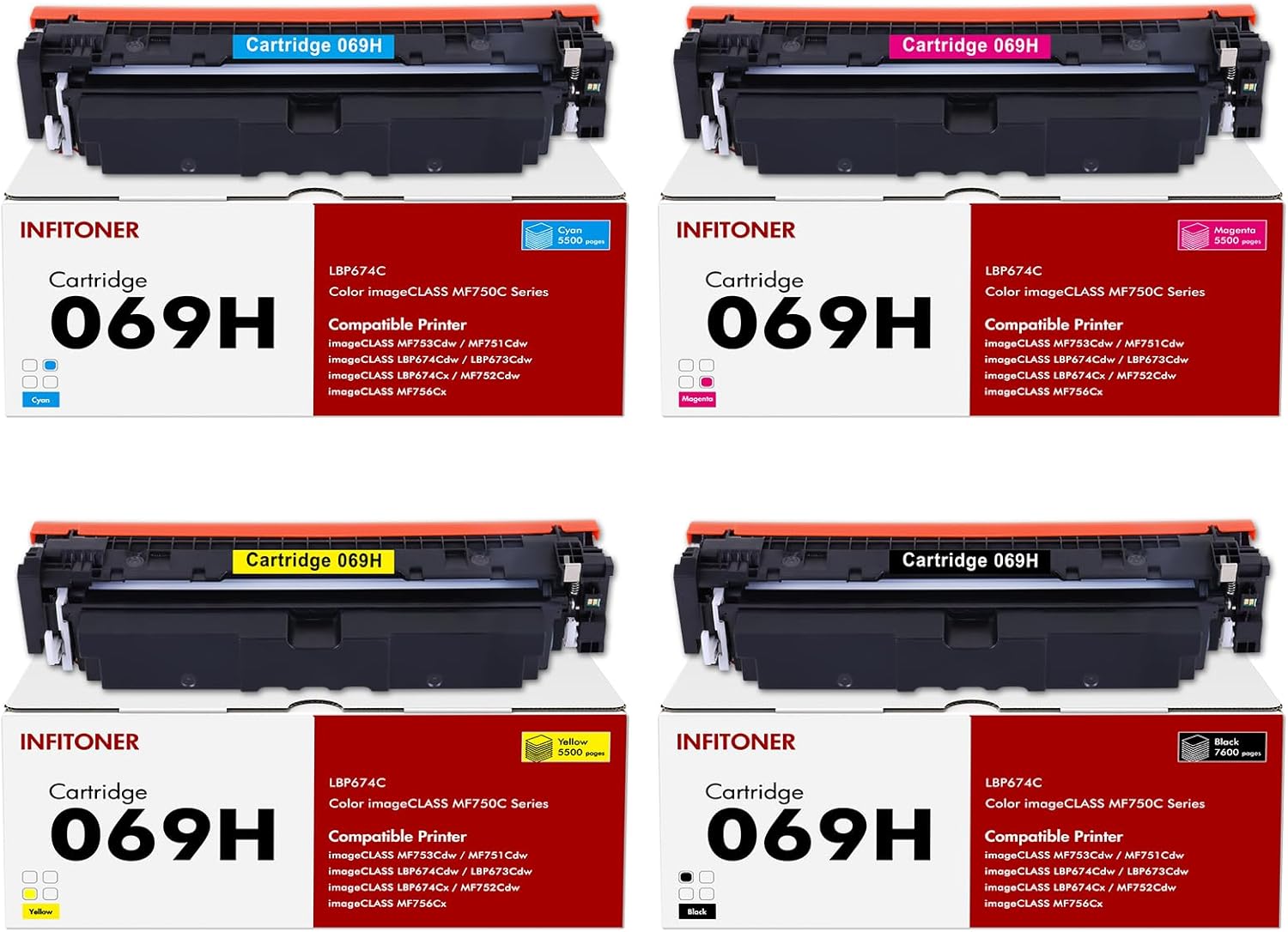 069H 069 MF753Cdw Color Toner Cartridge Set Replacement for Canon 069H ...