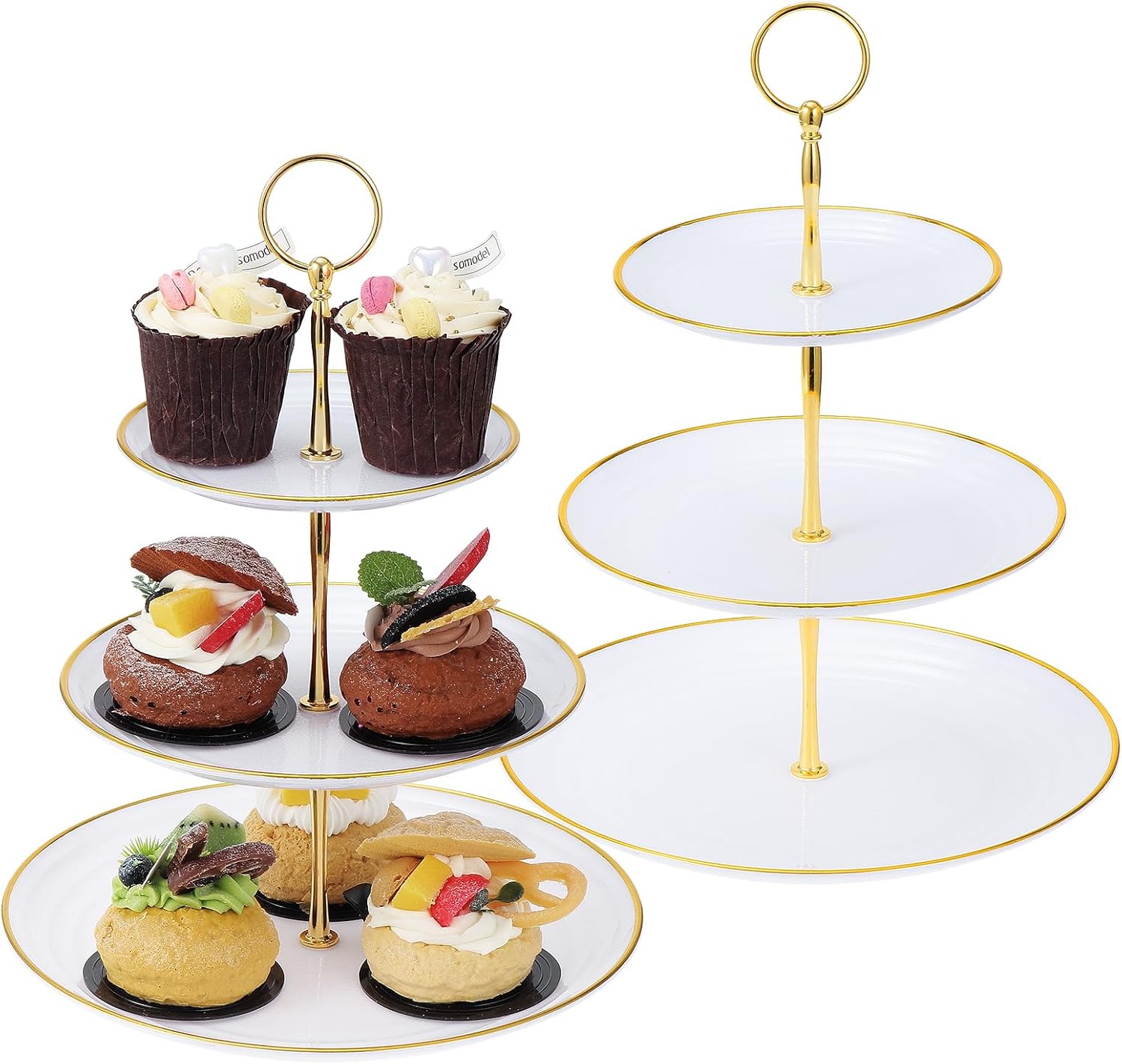 TsunNee 2PCS 3-Tier Cake Stand Cupcake Holder, Dessert Plates Cakes ...