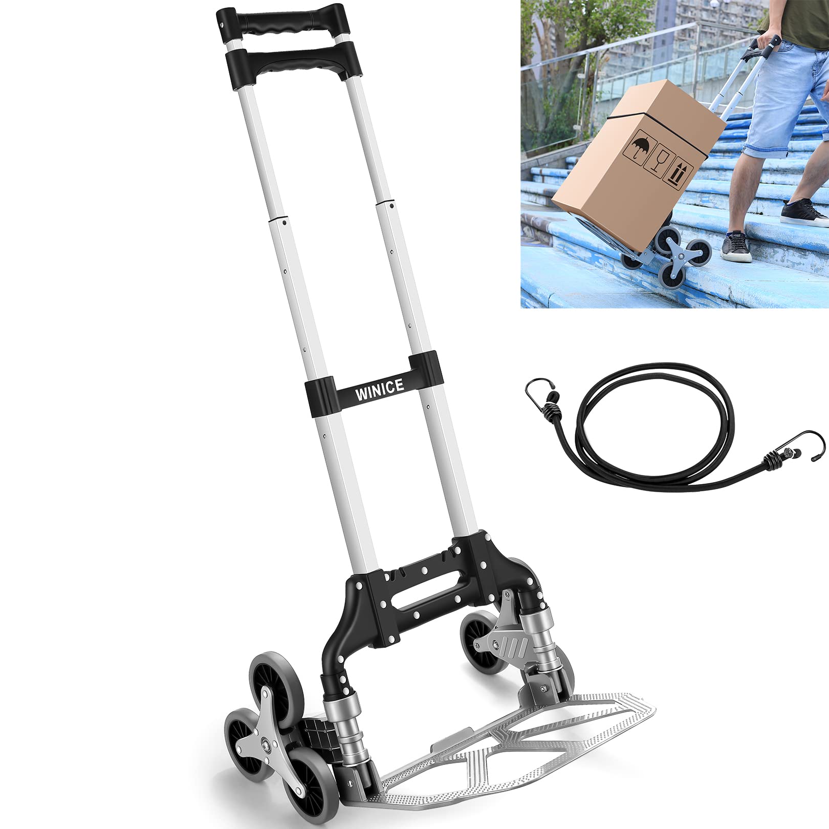 Stair Climbing Cart, Heavy-Duty Hand Truck with Telescoping Handle ...