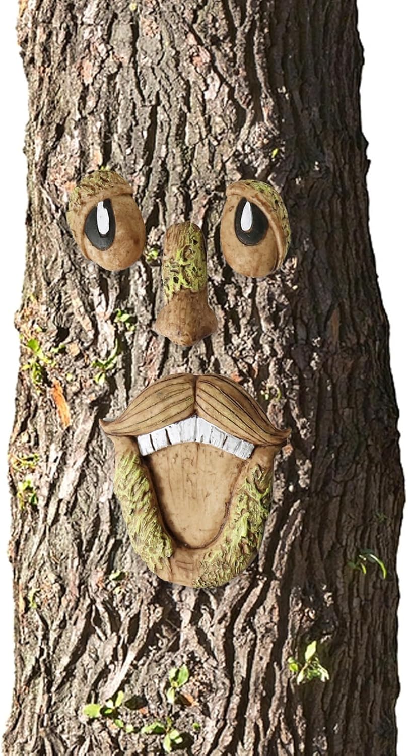 Amazon.com: NGLONGLONG Decoration Tree Faces Decor Outdoor Resin Funny ...