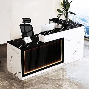 Amazon.com: Reception Desk with Counter L-Shaped Front Reception Table ...