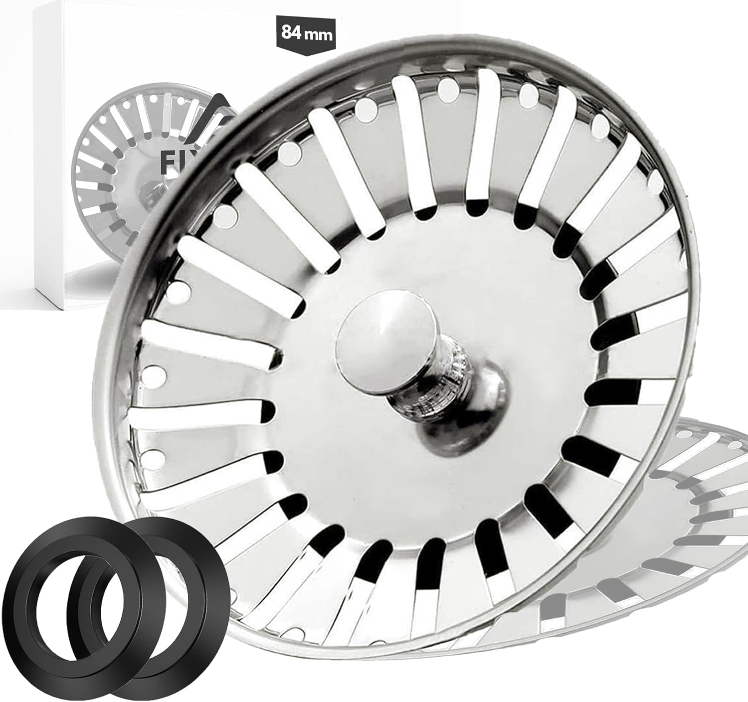 FIXCITI 84mm Sink Plug strainer - SS 304 Sink Plug Replacement with 2 ...