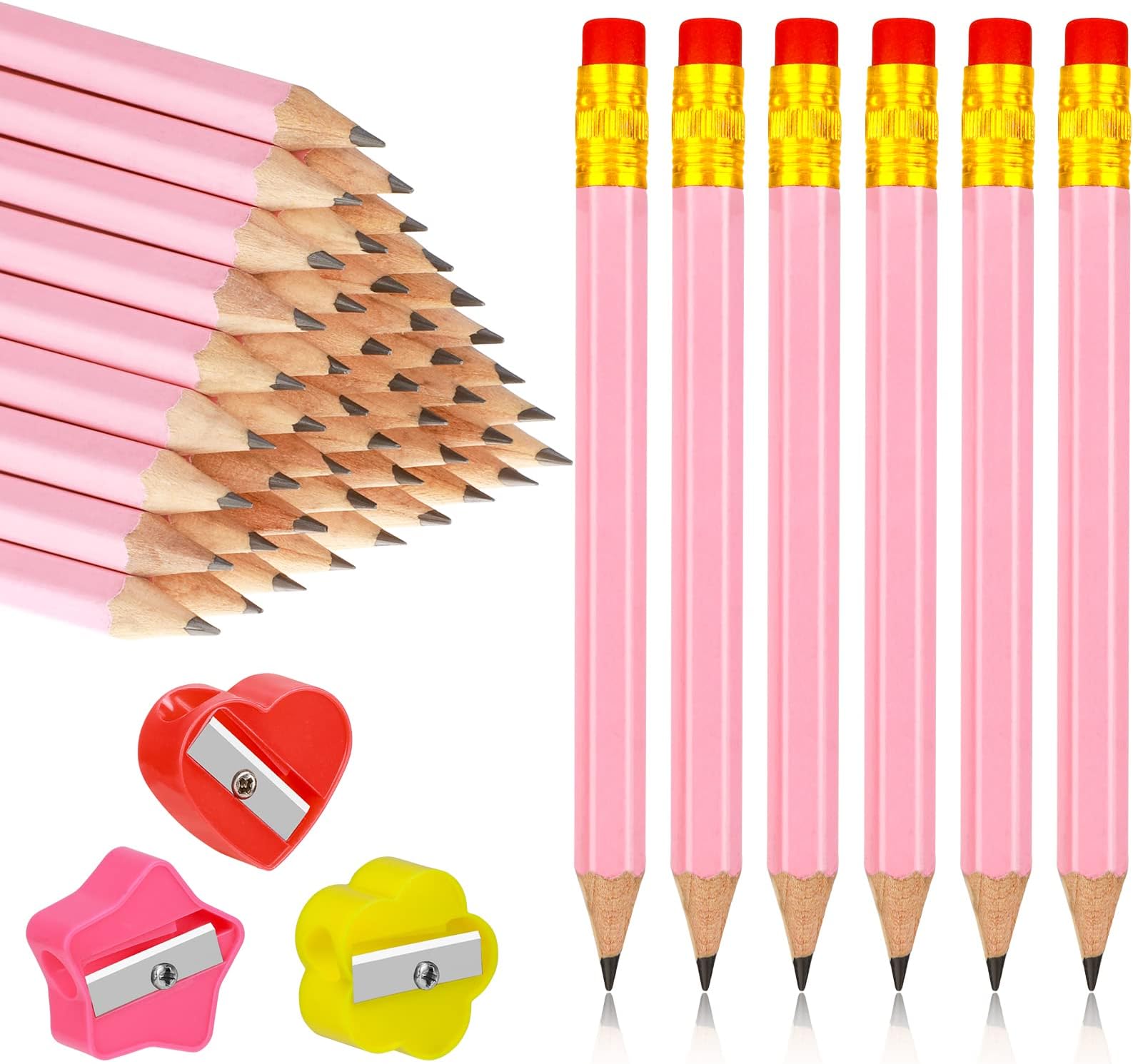 Amazon.com : 48 Pcs Pink Golf Pencils Half Pencils with Eraser Baby ...