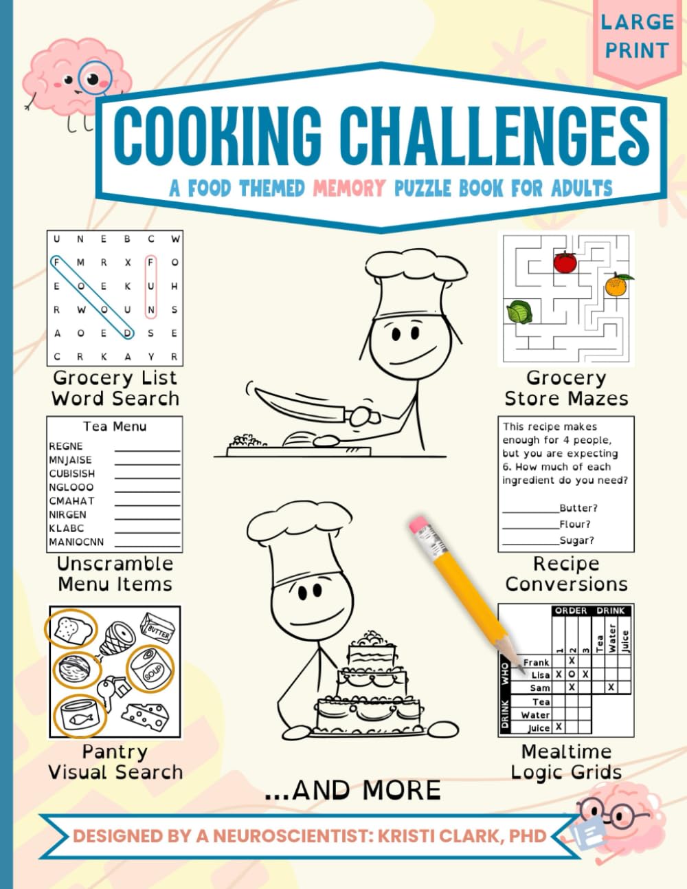 Cooking Challenges Large Print: A Food Themed Memory Puzzle Book For ...