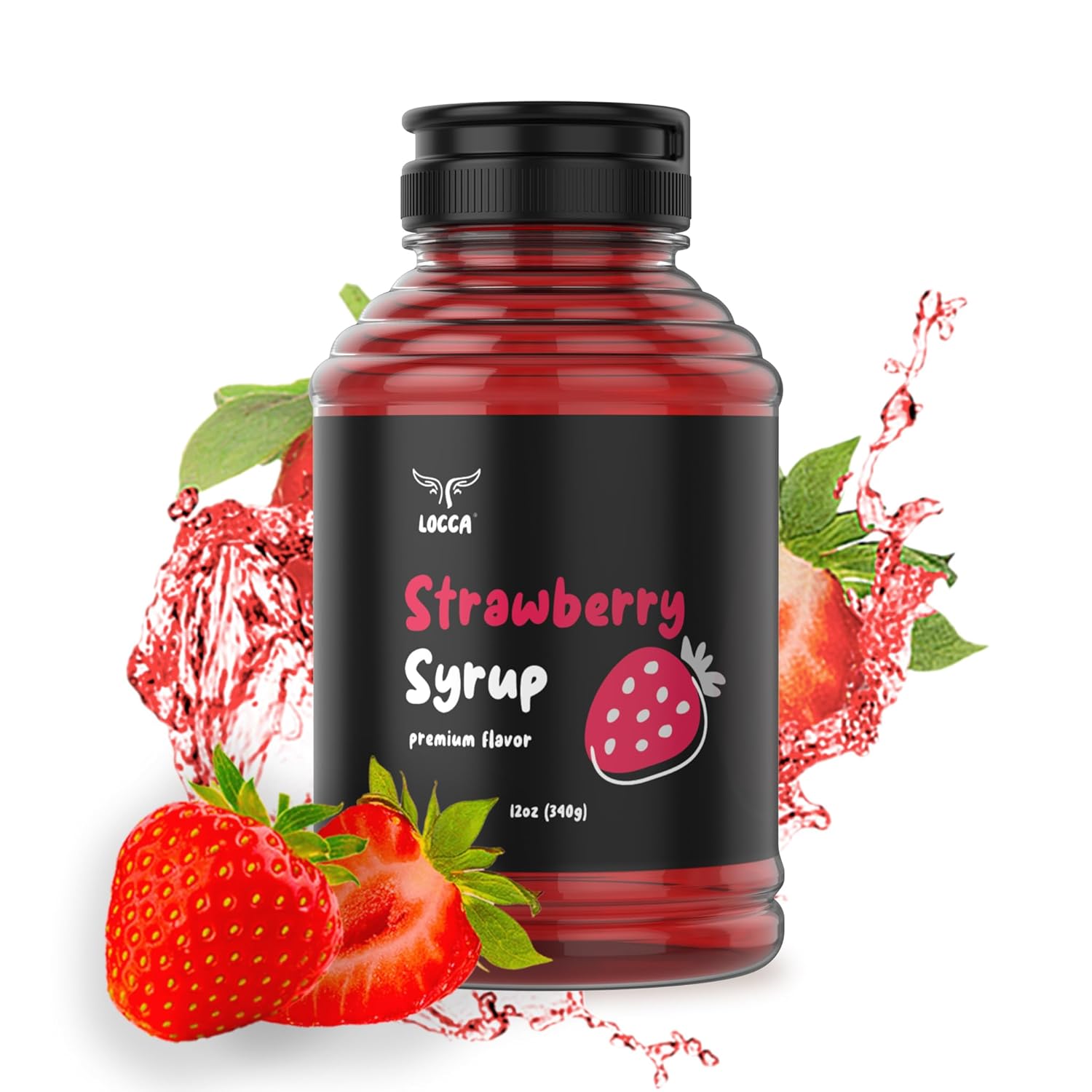 Amazon.com: Locca Strawberry Syrup 12oz - Premium Boba Syrup, Coffee ...