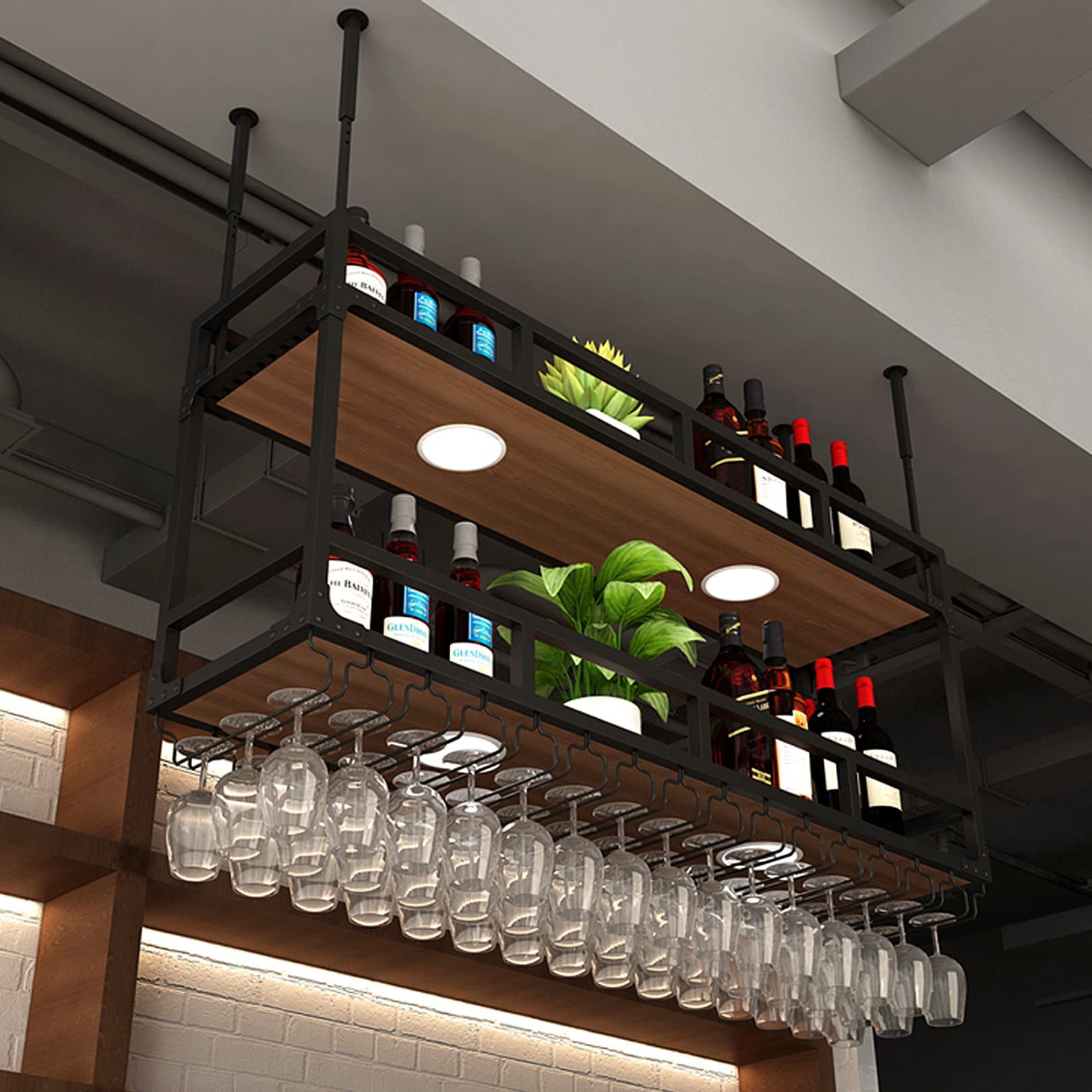 Amazon.com: GOODBZ Industrial Vintage Bar Floating Shelf with Lights ...