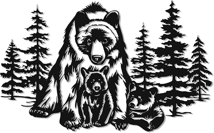 Amazon.com: Slickss Bear Wall Decor, Metal Bear Wall Art with Mother ...