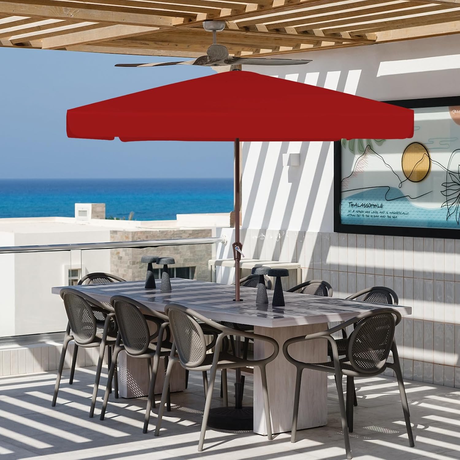 Amazon.com : JEAREY 8 FT x 10 FT Rectangular Patio Umbrellas Outdoor ...
