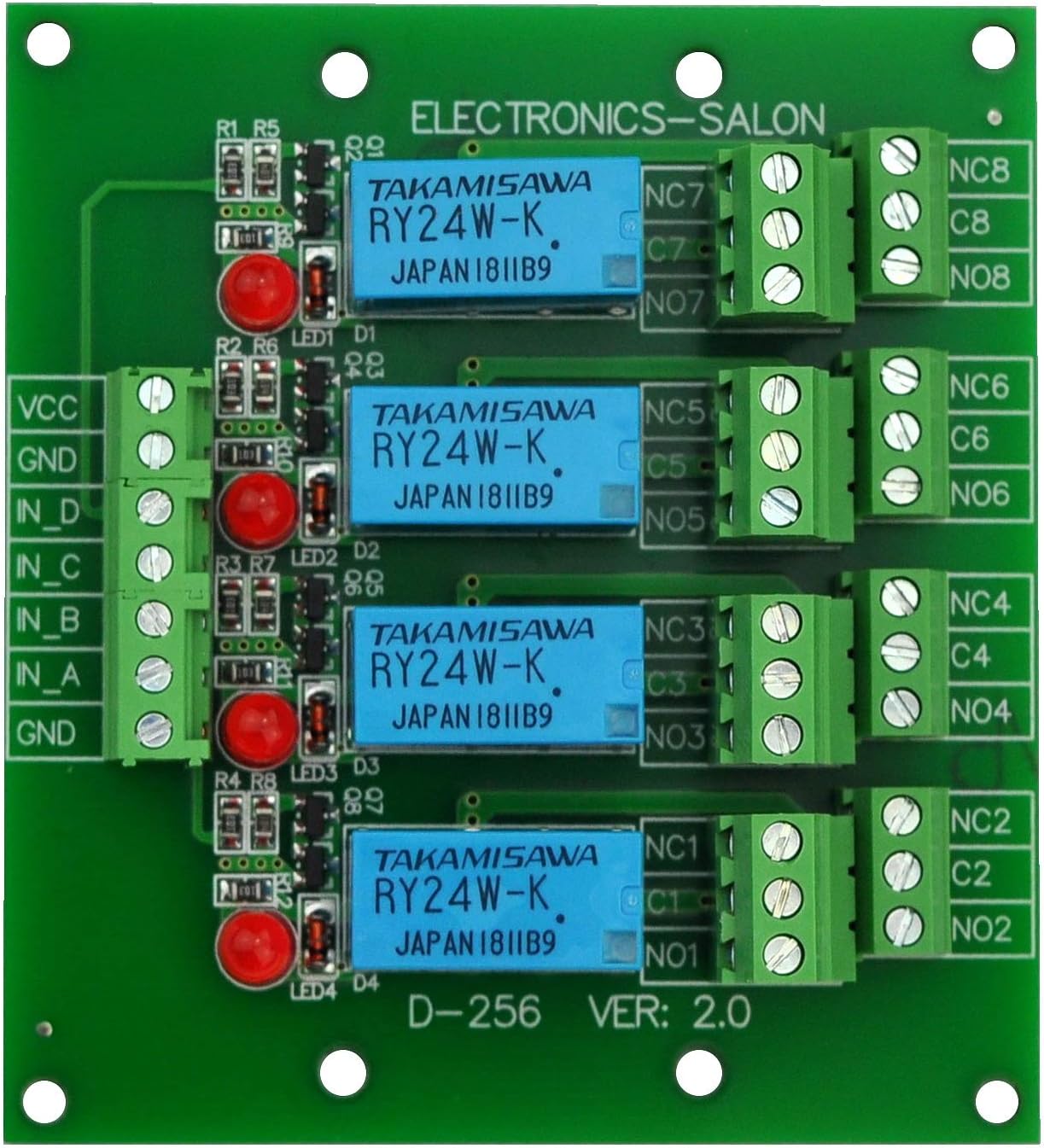 Electronics-Salon 4 DPDT Signal Relay Module Board, DC 24V Version, for ...