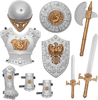 Amazon.com: 10Pcs Knight Armor Set Medieval Knight Costume with Shield ...