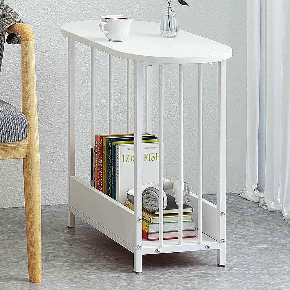 Pantanal Small Sofa End Table Slim Side Table Oval with Storage, Living ...