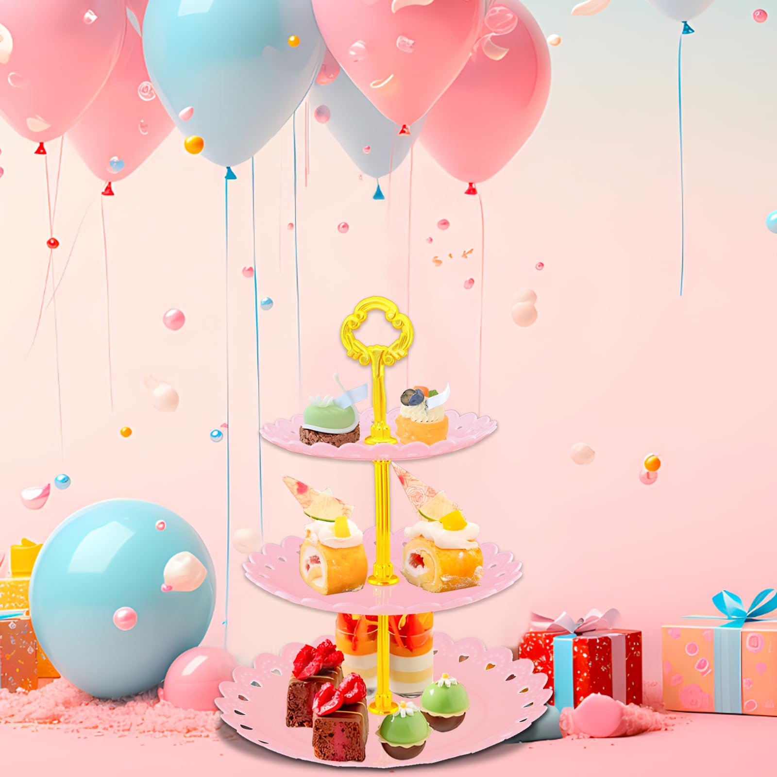 Snapklik.com : Set Of 3 Pieces 3 Tier Dessert Stand Fruit Plate Cupcake ...